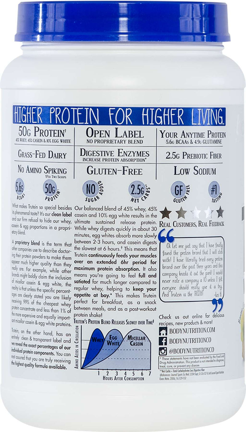 Trutein Protein: 45% Whey, 45% Casein & 10% Egg White - Body Nutrition