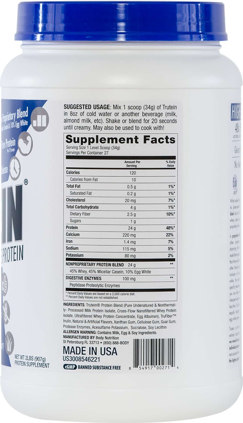 Trutein Protein: 45% Whey, 45% Casein & 10% Egg White - Body Nutrition