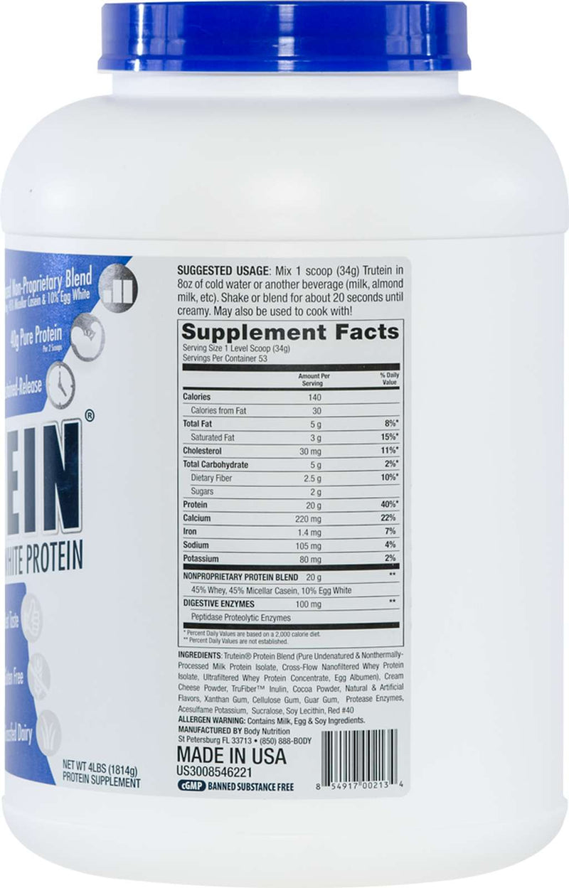 Trutein Protein: 45% Whey, 45% Casein & 10% Egg White - Body Nutrition