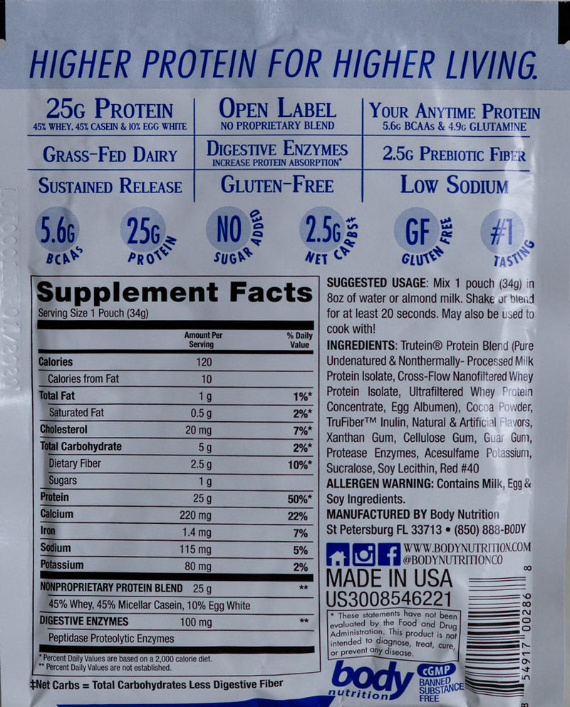 Trutein Protein: 45% Whey, 45% Casein & 10% Egg White - Body Nutrition